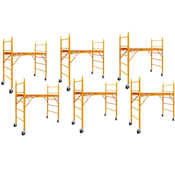 6 Complete Sets of 6 Foot Multi Purpose Rolling Scaffolding 1000-LB Ca ...