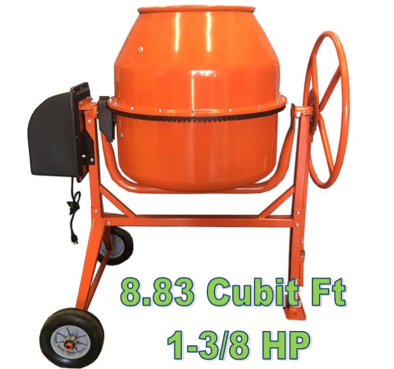 8.83 Cubic Feet Electric Cement Concrete Stucco Mortar Mixer Heavy Dut ...